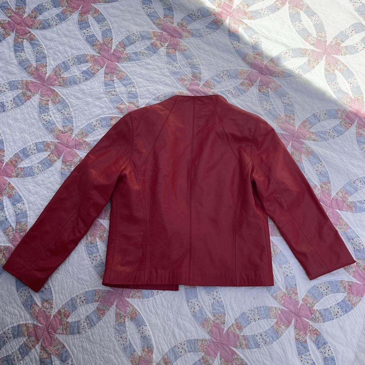 sexy cherry red rockstar leather jacket, perfect... - Depop