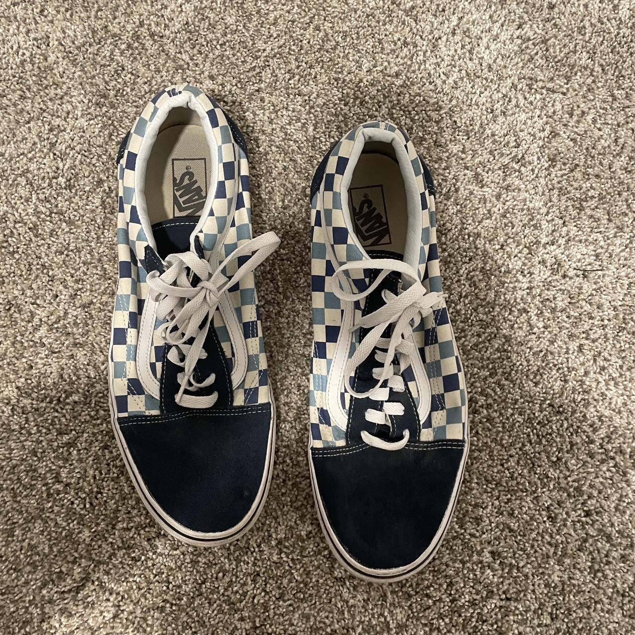 Size 13 Multi Blue checkered Vans - Depop