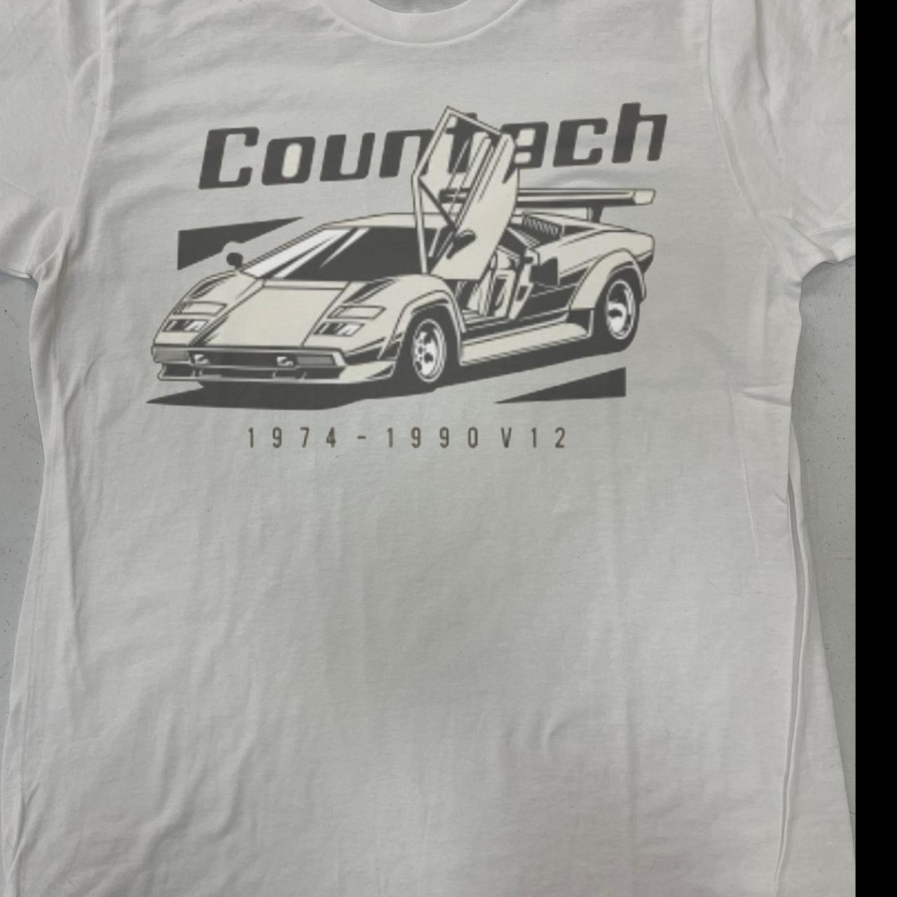 Large White Vintage Lamborghini Countach T-Shirt - Depop