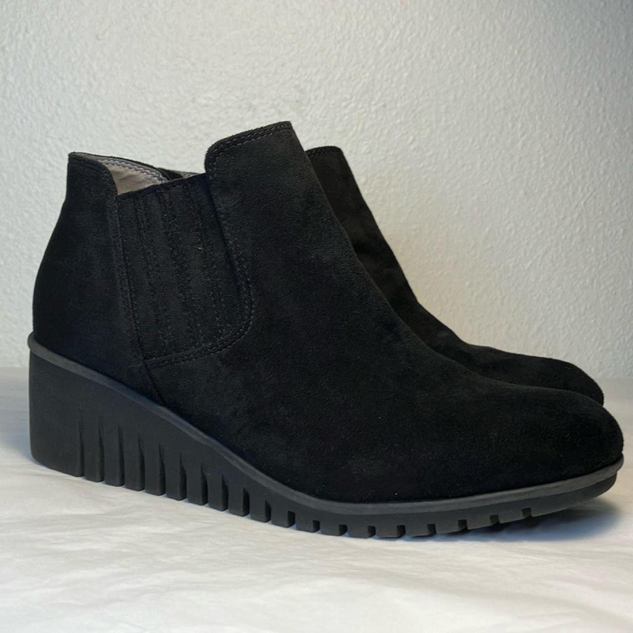 Euro Soft by Sofft Joslyn Wedge Bootie vegan suede... - Depop