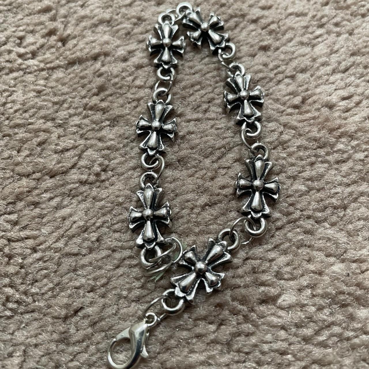 Gothic style floral cross chain link bracelet new... - Depop