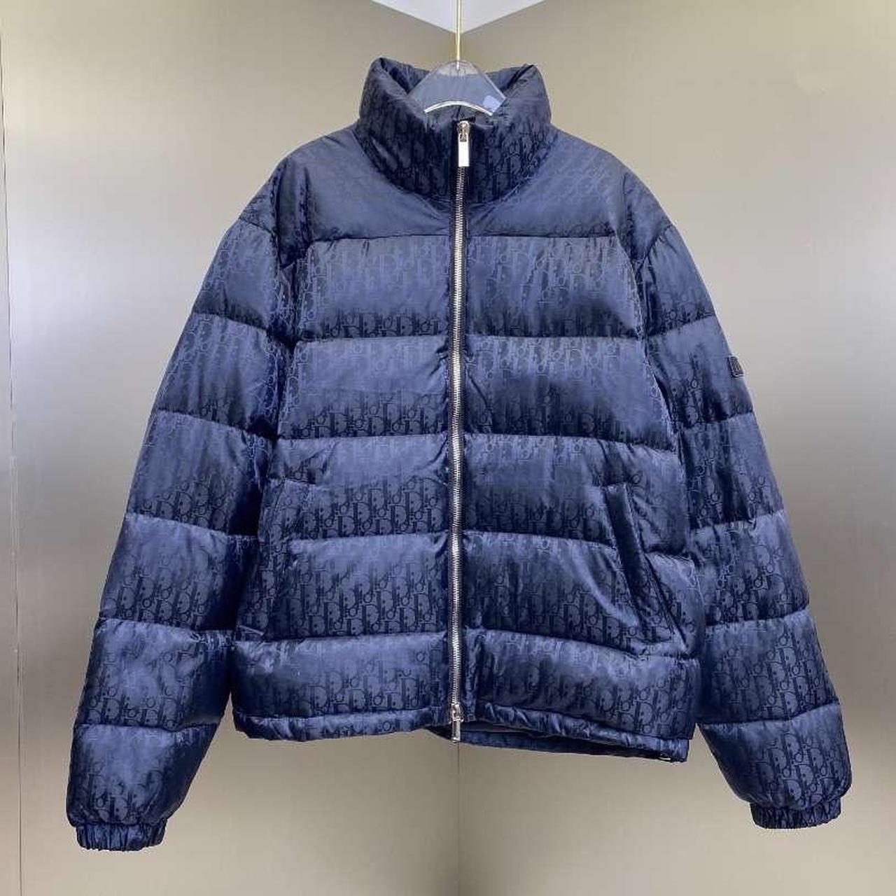 Dior Navy Oblique Down Jacket - Depop