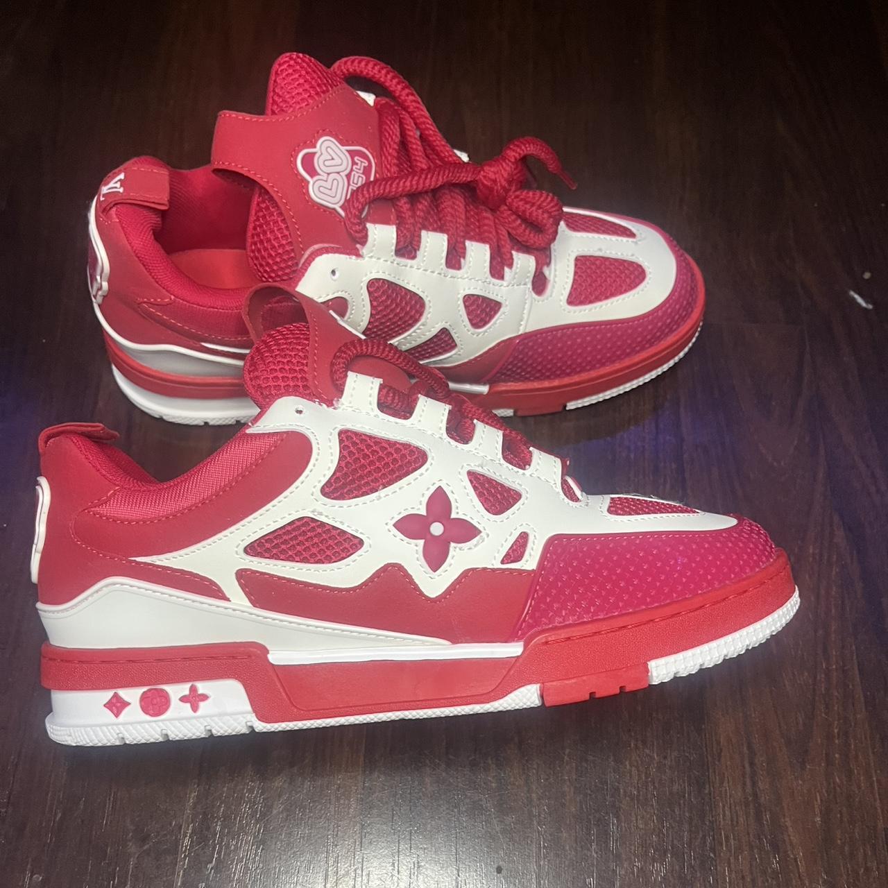 Red White Louis Vuitton Lv Skate Sneaker Size... | Depop