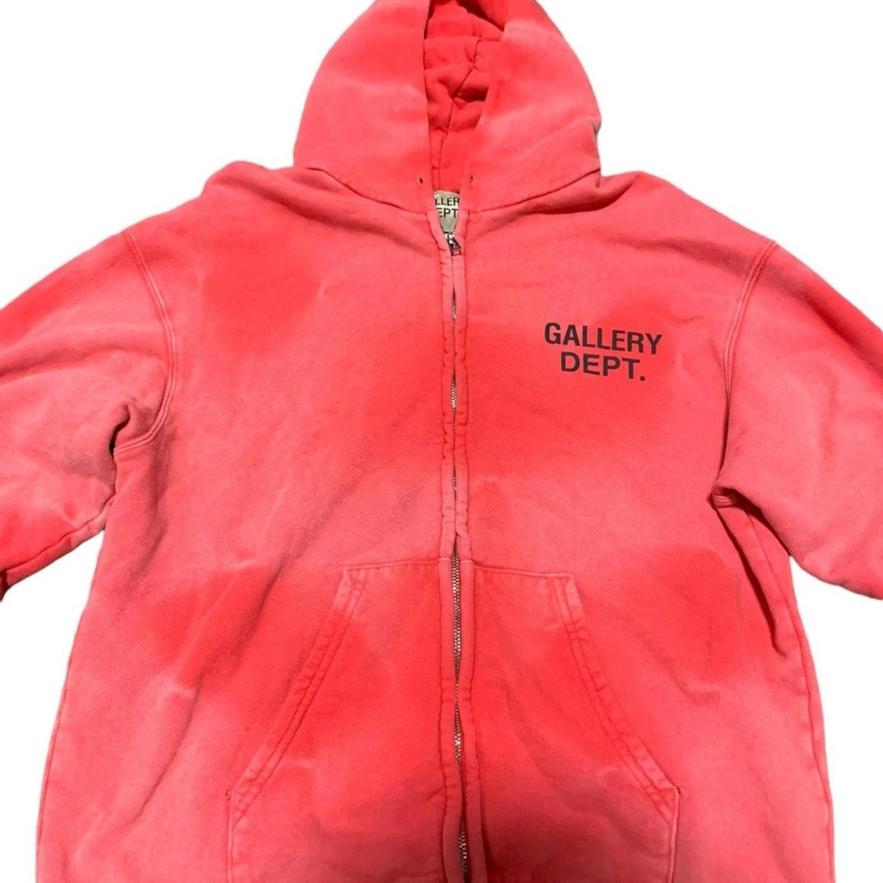 GALLERY DEPT. RED SWAYED ZIP UP HOODIE NEW - Depop