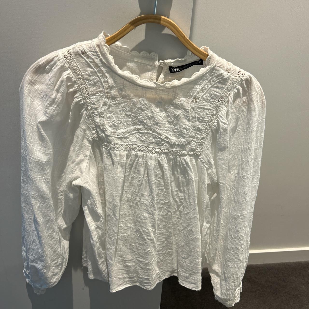 Zara top with nice lace detailing at the cuffs and... - Depop