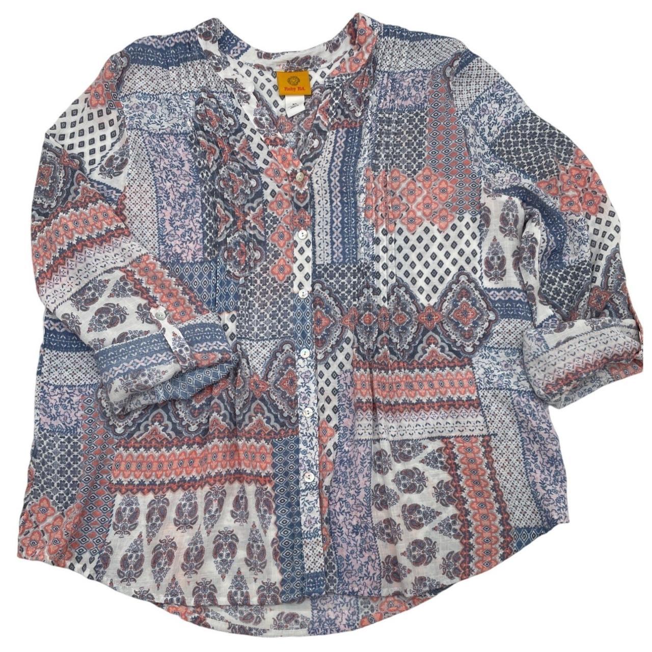 Features: • Ruby Rd. Semi-Sheer Blouse • 65% Rayon... - Depop