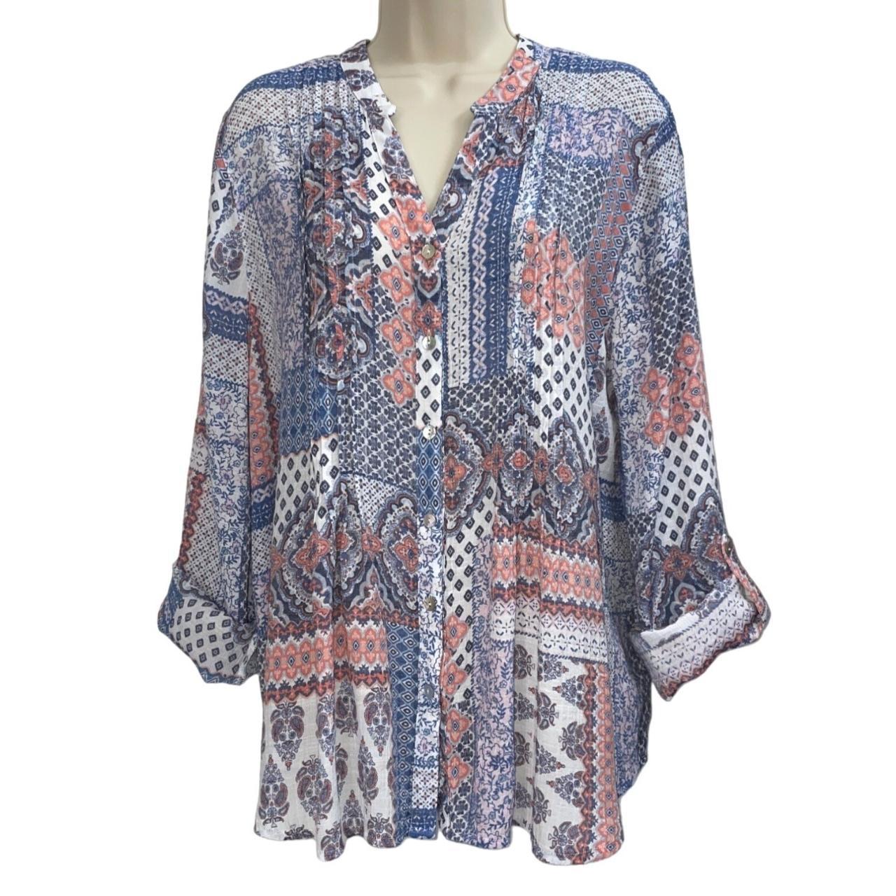 Features: • Ruby Rd. Semi-Sheer Blouse • 65% Rayon... - Depop