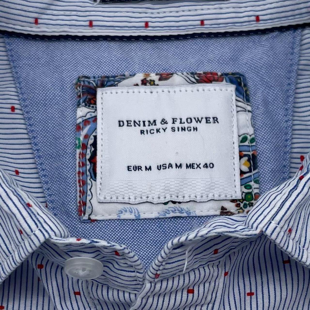 Denim & Flower Ricky Singh Men's Blue Short Sleeve... | Depop