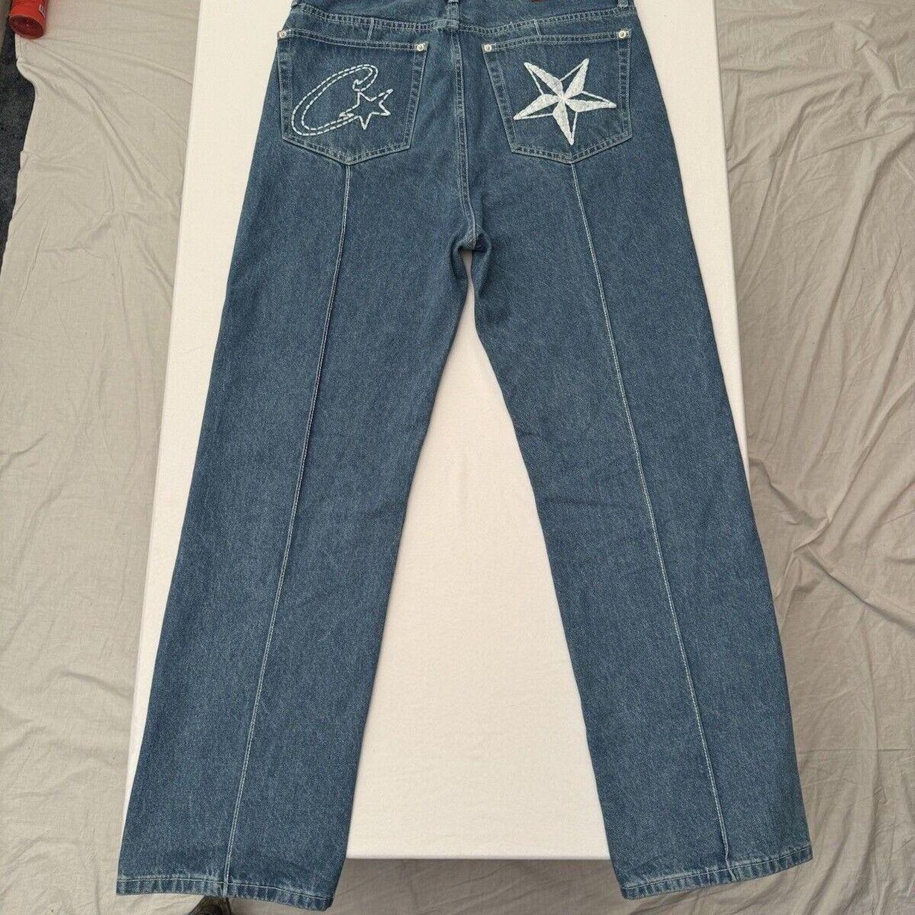 Corteiz C-Star Denim Jeans - Blue - Size Medium -... - Depop