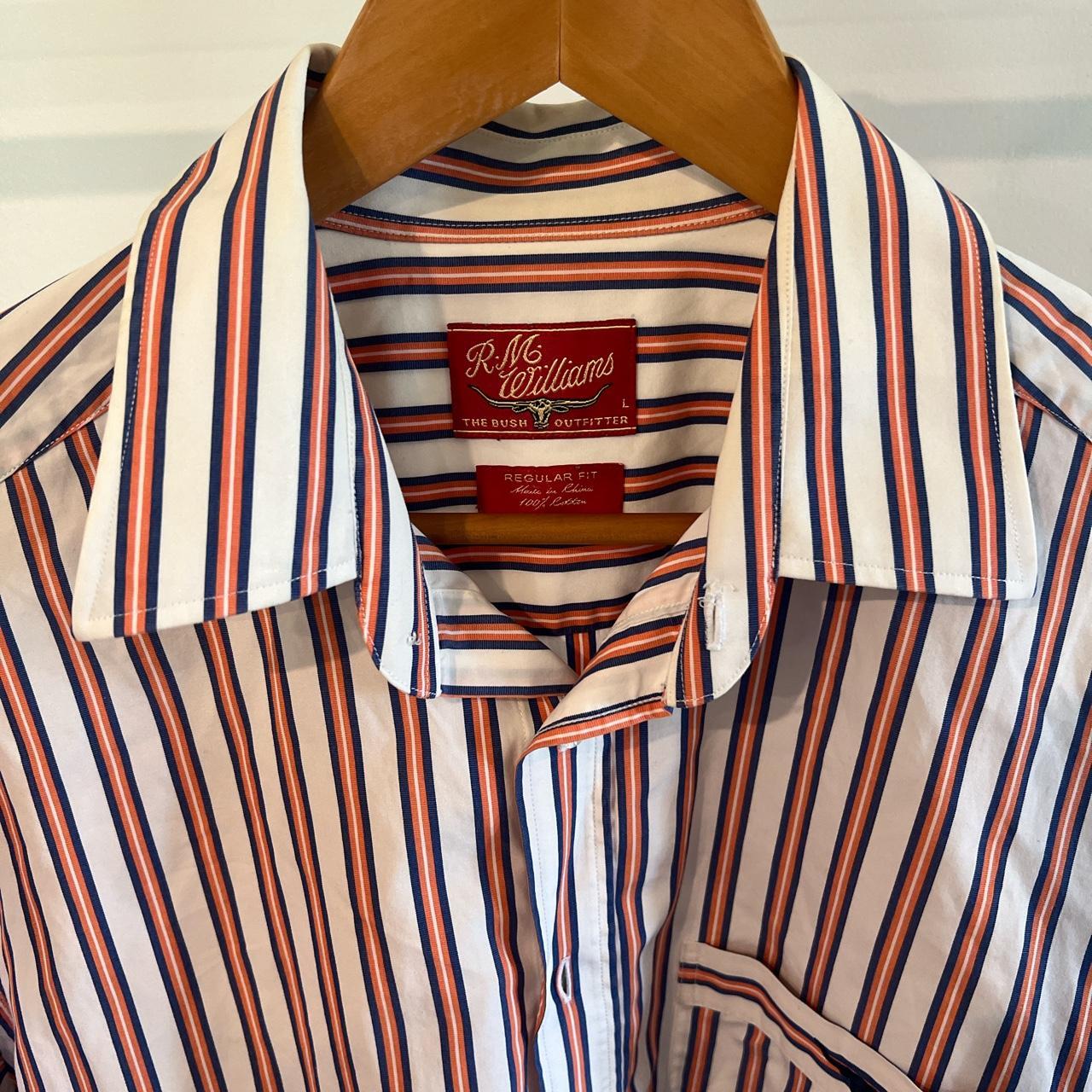 RM Williams - Size L - striped shirt - white, blue,... - Depop