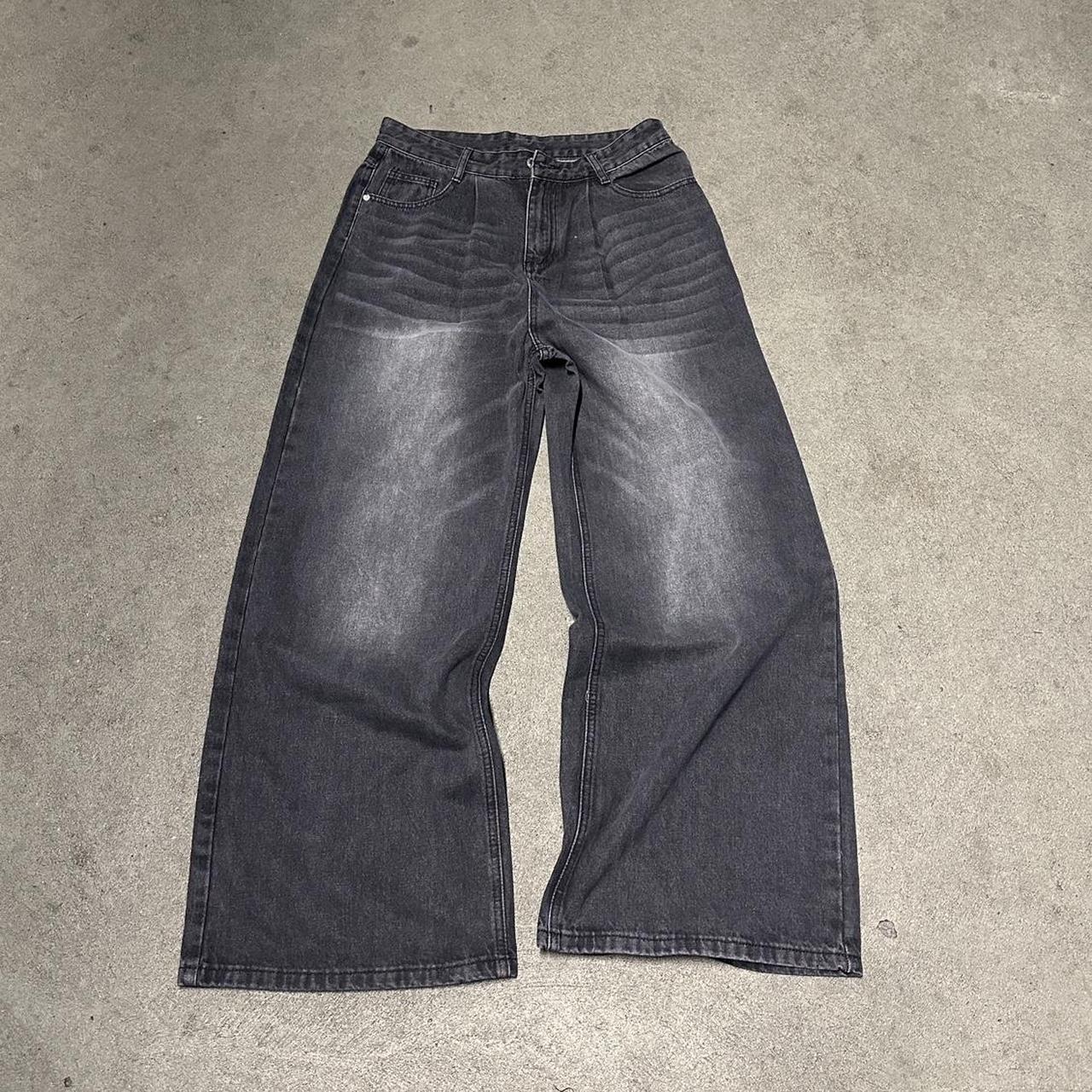 Gray/black wash baggy denim (waist sizes 34 and 30... - Depop