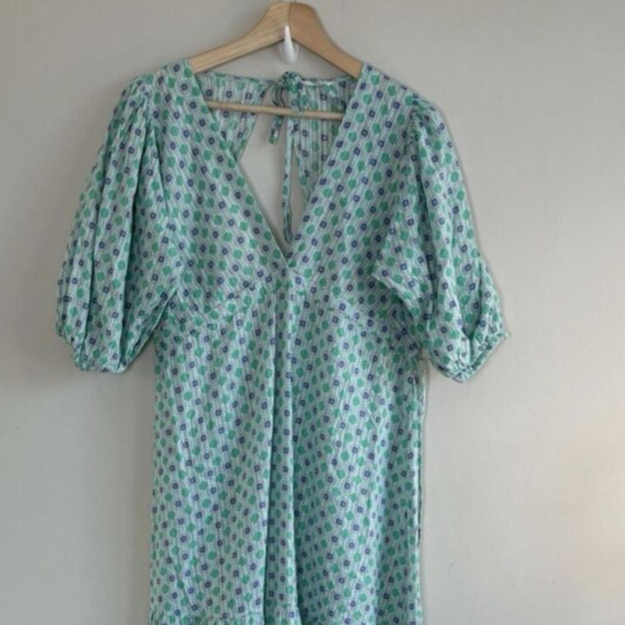 Blue pull string waist dress - Depop