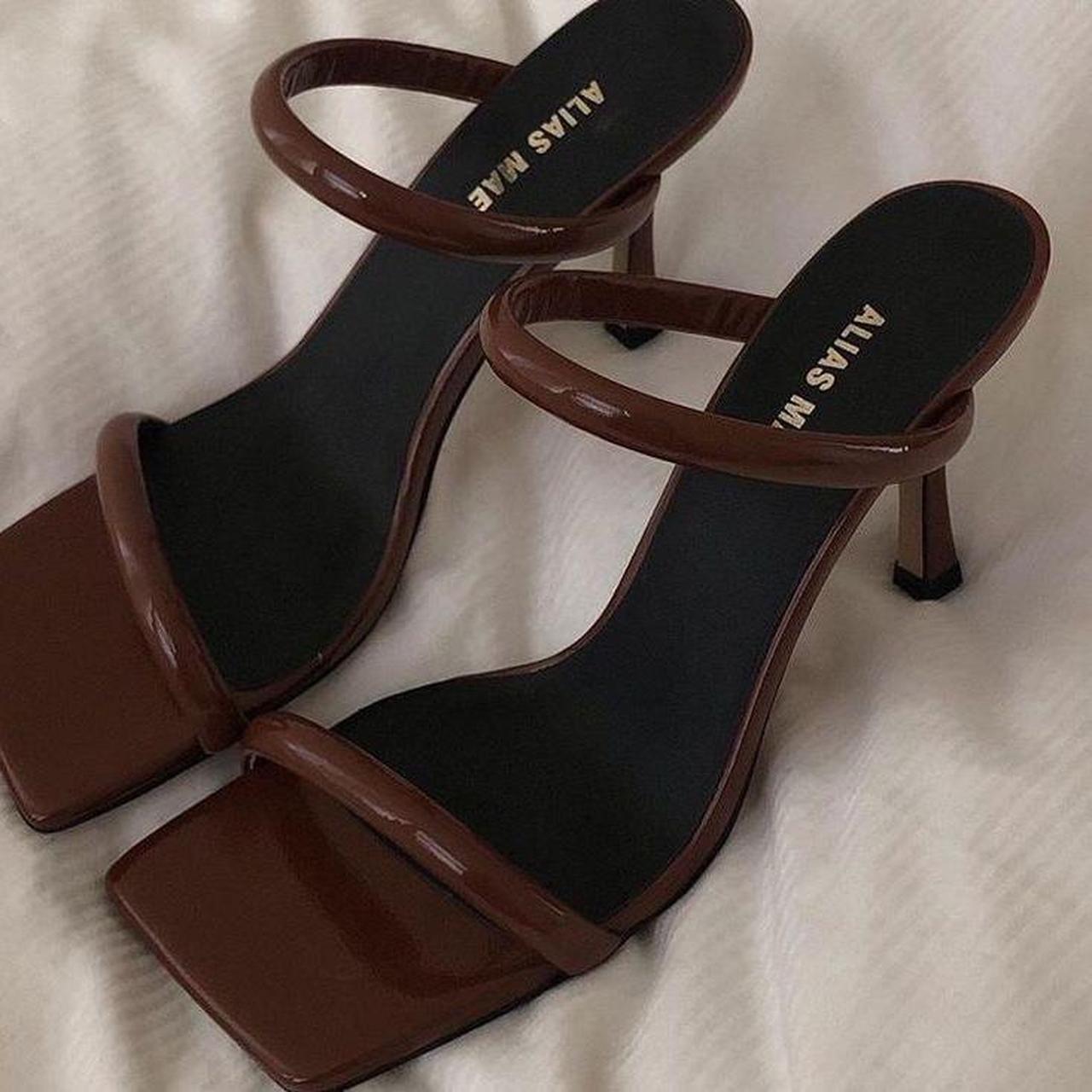 Never worn alias Mae square shape brown patent... - Depop