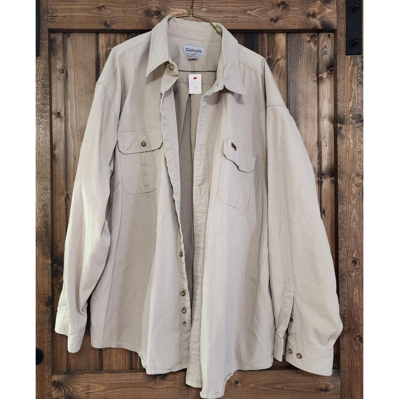 This Carhartt Tan Canvas Work Shirt is a classic... - Depop