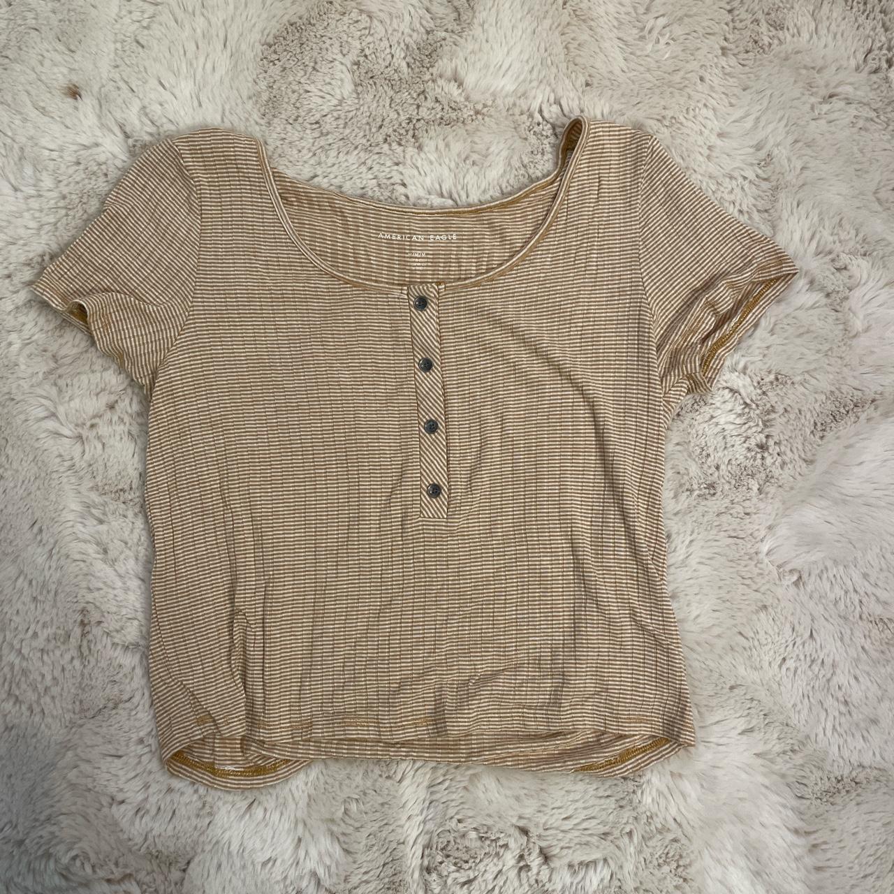 mustard american eagle baby tee 🌞lightly worn 🌞fits... - Depop