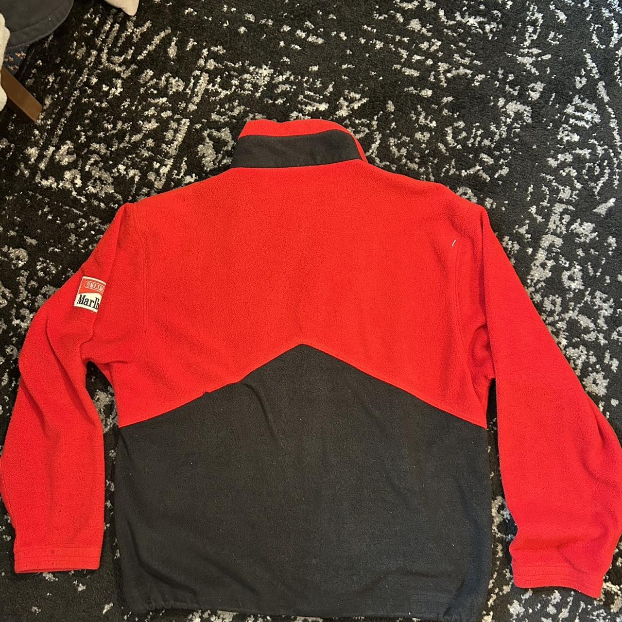 Marlboro red and black fleece jacket - Depop