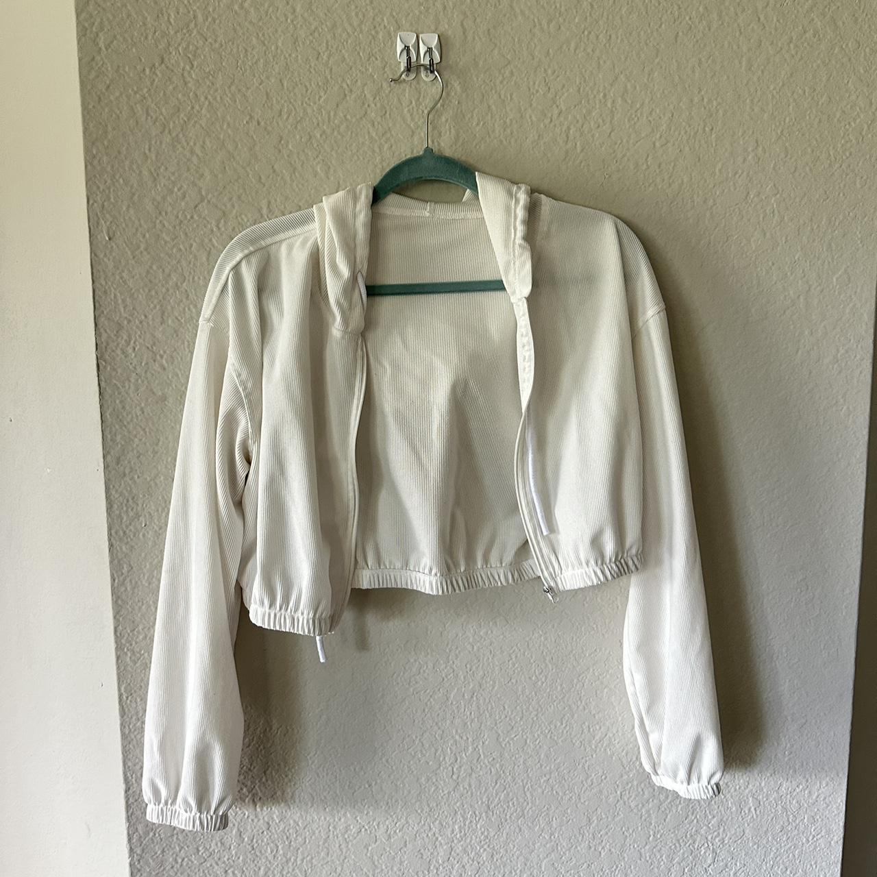 small white soft cropped jacket - Depop