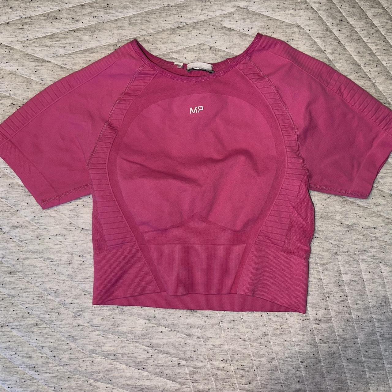 small hot pink compression workout top - Depop