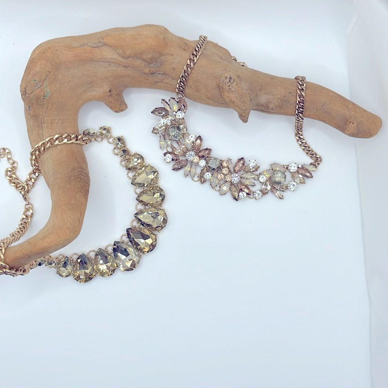 Aldo Floral Bib Necklace and Teardrop Rhinestone