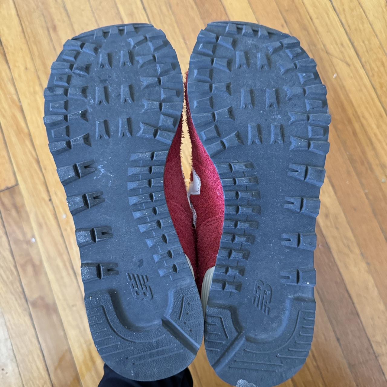 New Balance 574 - red fuzzy Men’s size 8, I’m a W9... - Depop