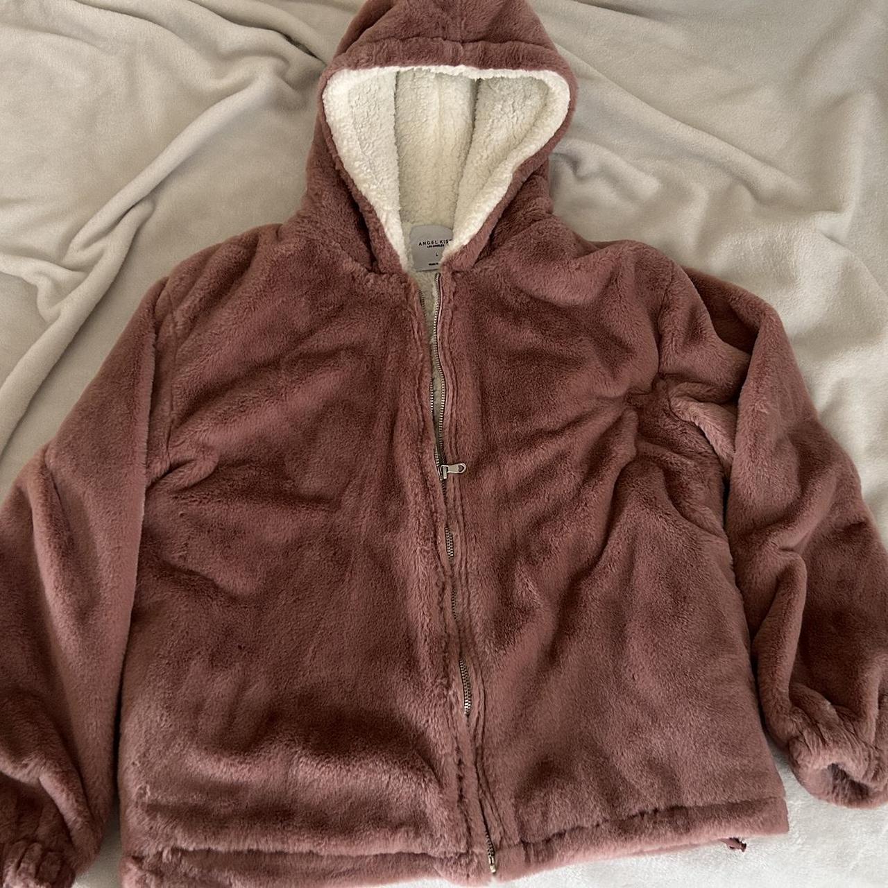 Large, fluffy, pink jacket. Worn maybe once or twice. - Depop