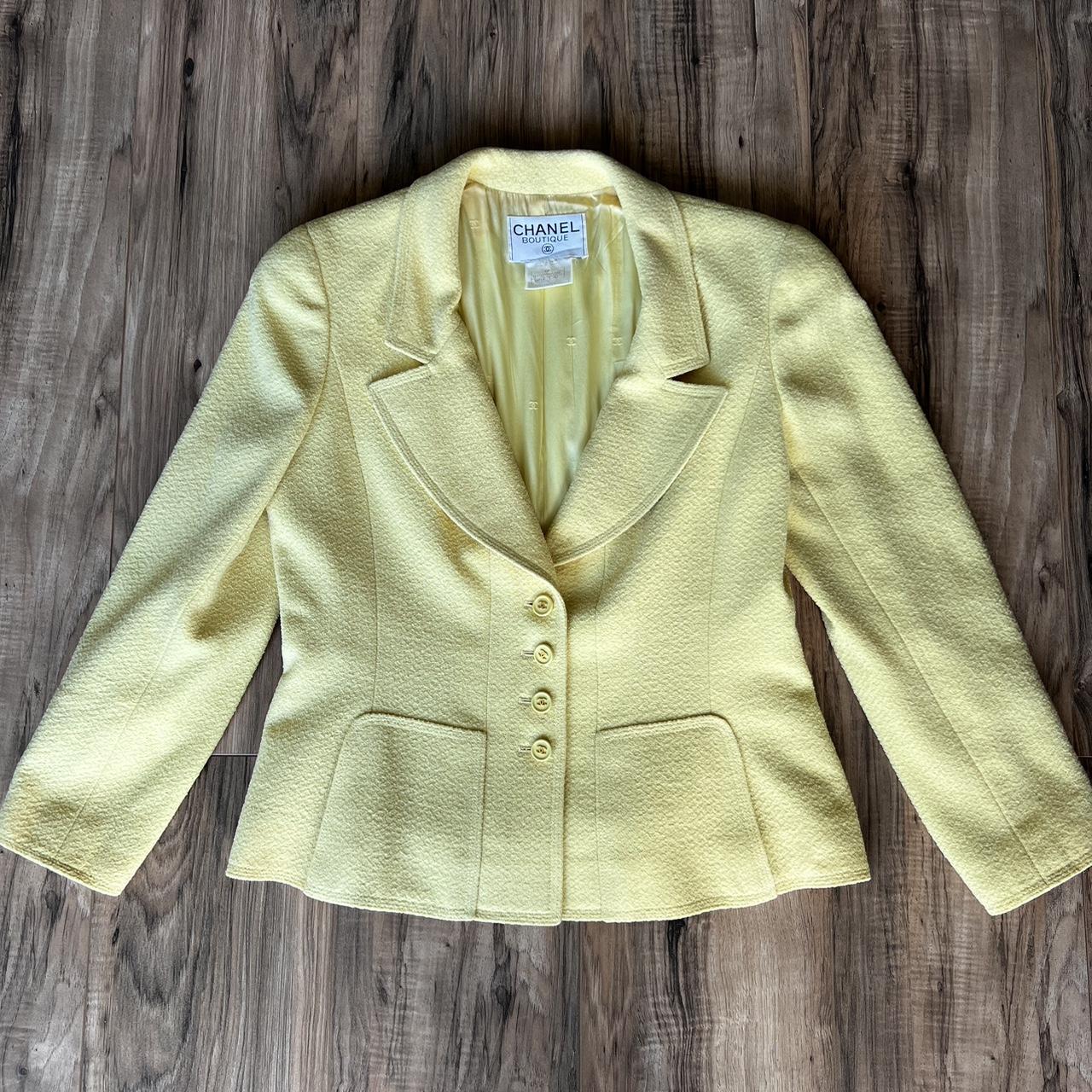 Stunning Spring 1997 canary yellow Chanel Jacket... - Depop