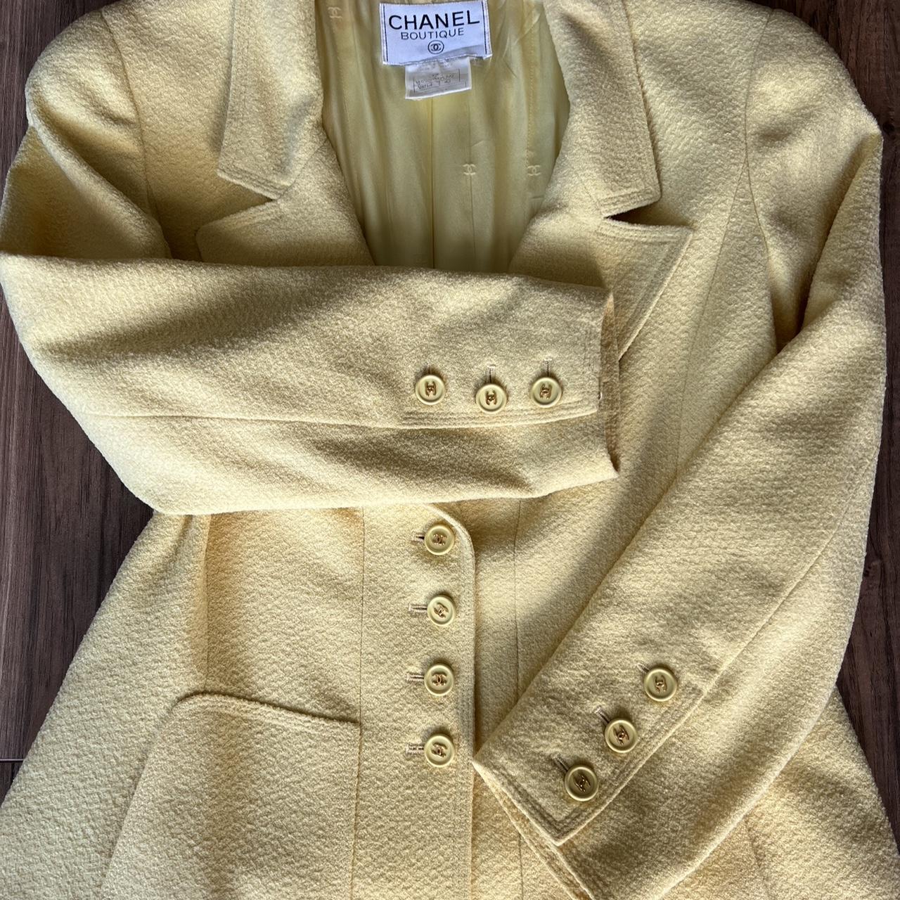 Stunning Spring 1997 canary yellow Chanel Jacket... - Depop