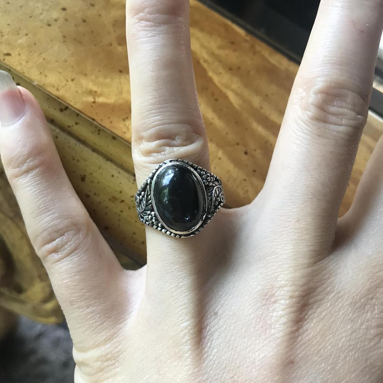 Shungite Sterling Silver Ring This solitaire ring... | Depop