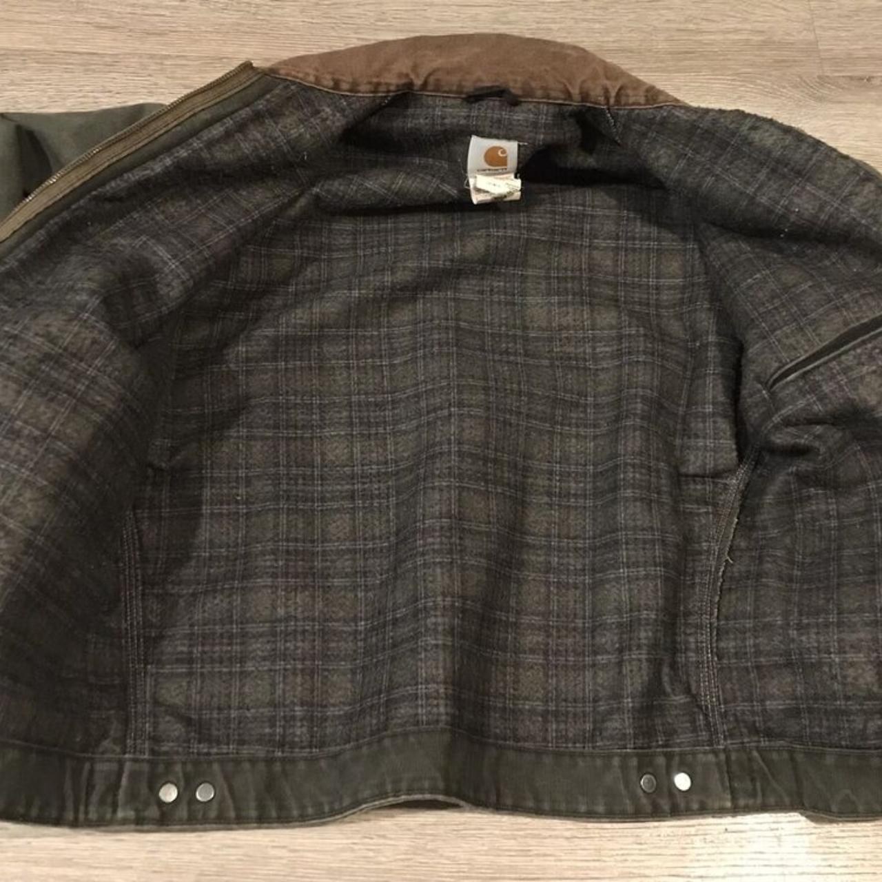 Vintage Carhartt Detroit Jacket J97 Faded MOSS Green... - Depop