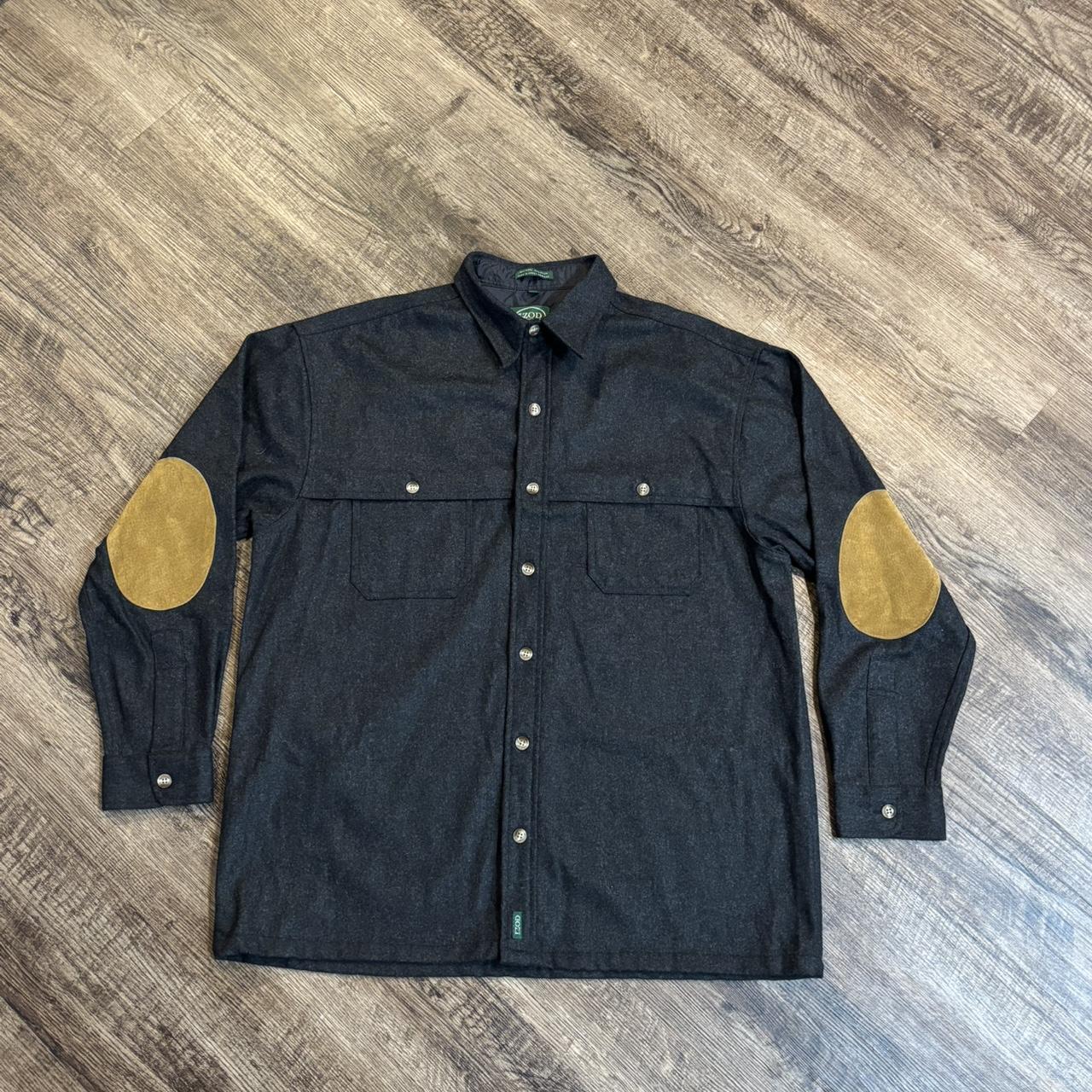 VTG 80s IZOD Lacoste Black Wool Suede Elbow Patch... | Depop