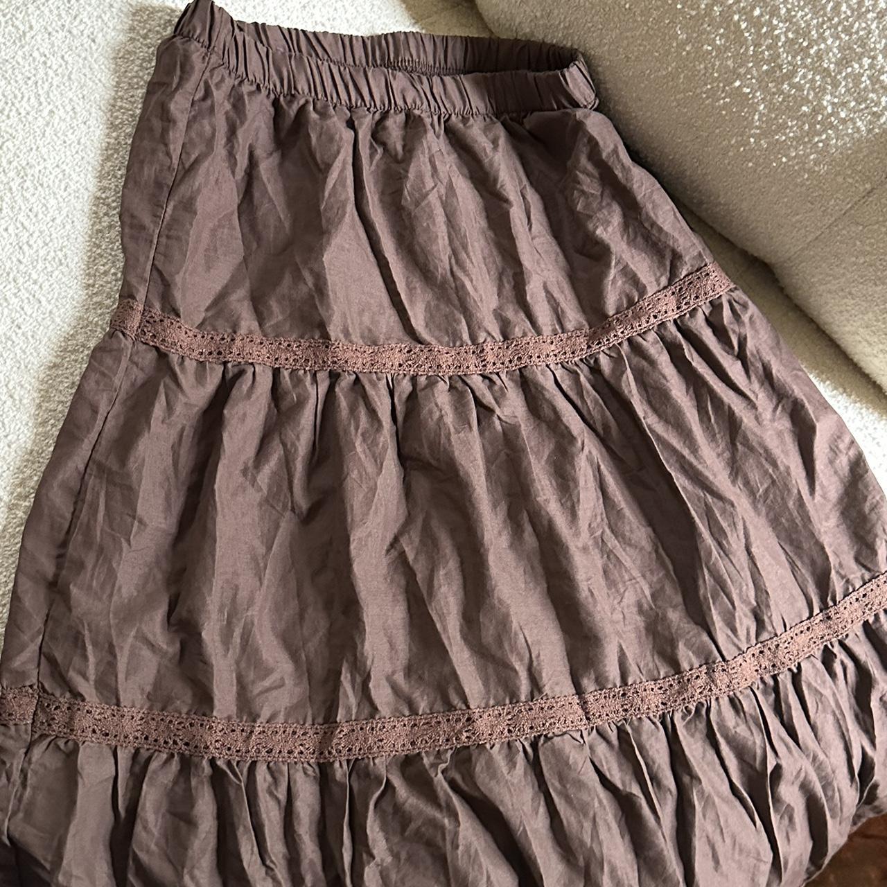 Thrifted maxi skirt brown ruffled - Depop
