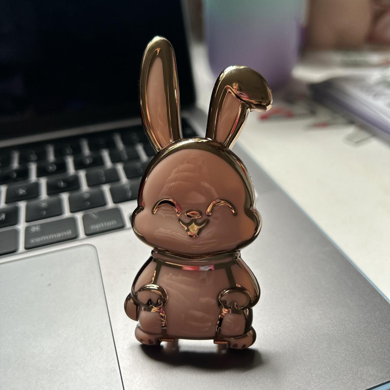 Small pink rabbit mobile phone support frame sticks... - Depop