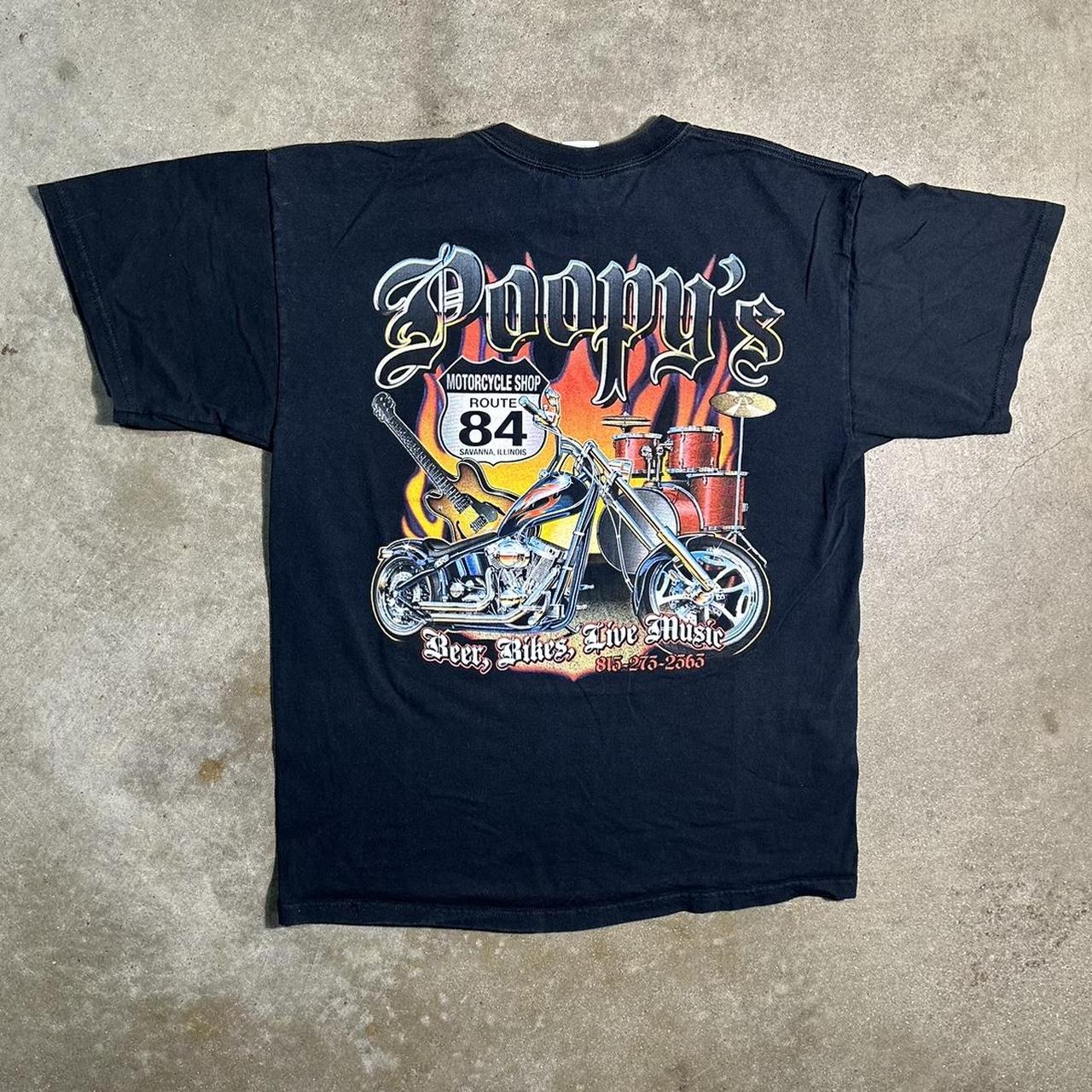 Vintage Y2K Front and Back Graphic Biker Tee Fire... - Depop