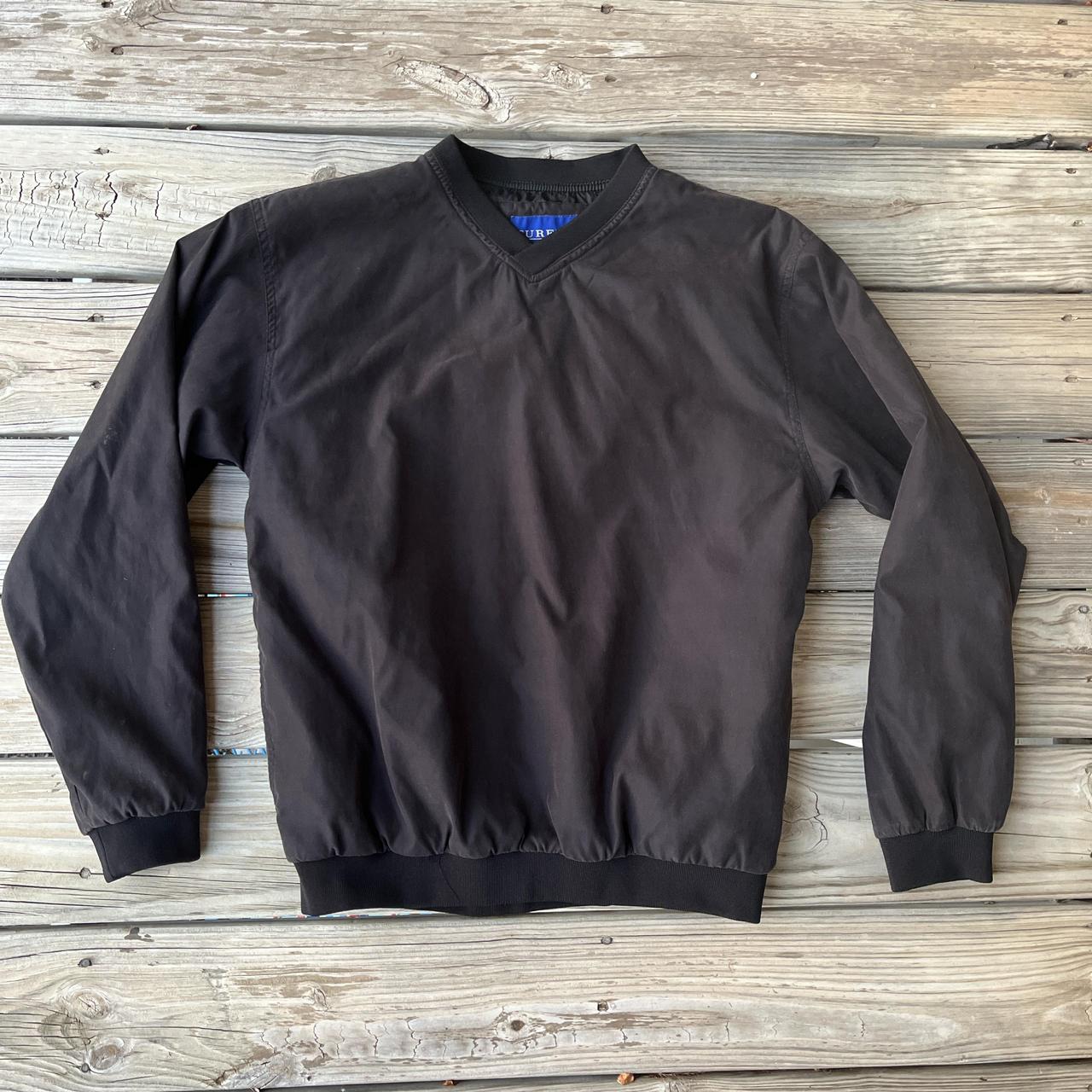 Turfer Sport Black V-Neck Windbreaker Size: Medium... - Depop