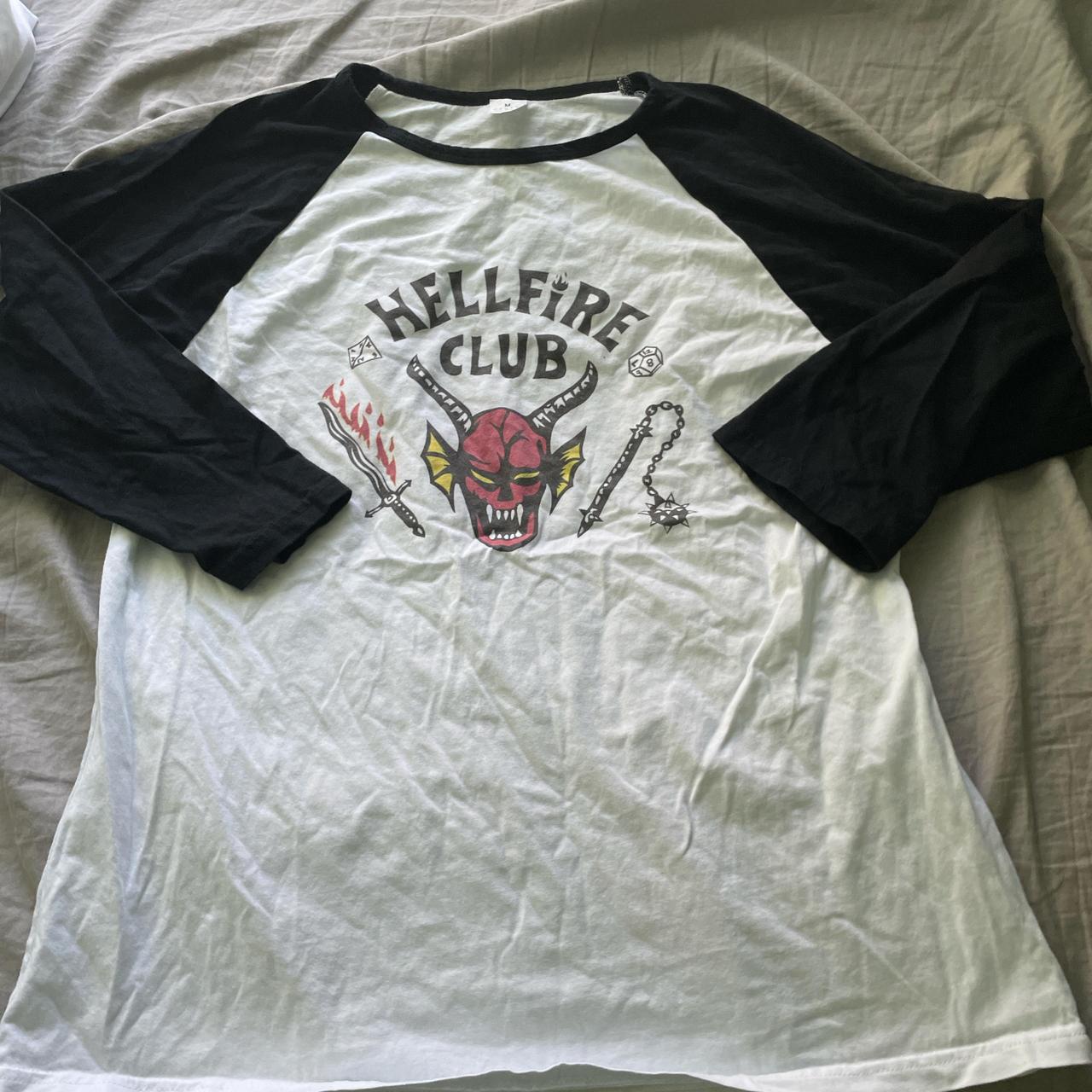 Hellfire club baseball tee - black and white... - Depop