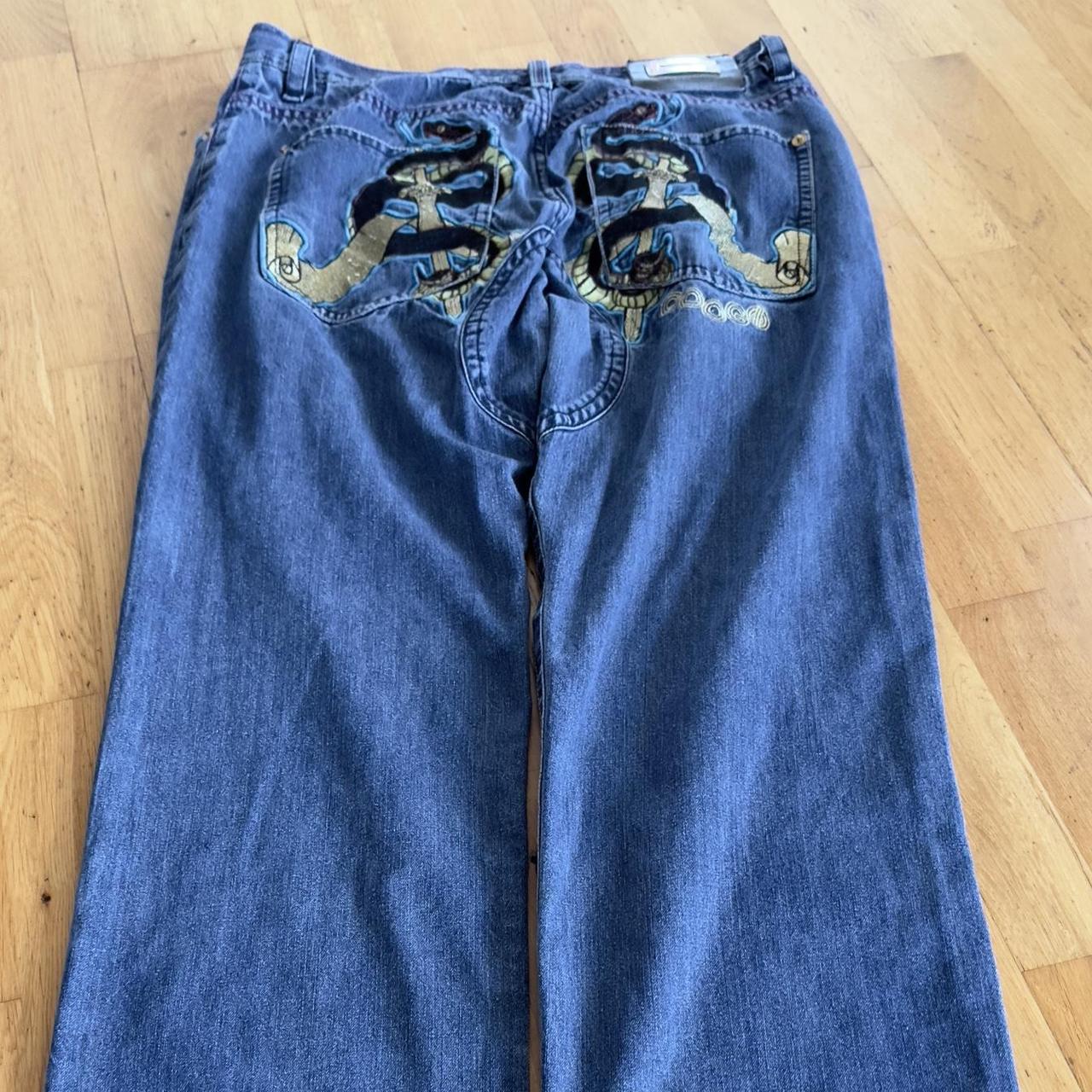 38x34 Embroidered Coogi Snake Jeans Waist: 18 Rise:... | Depop