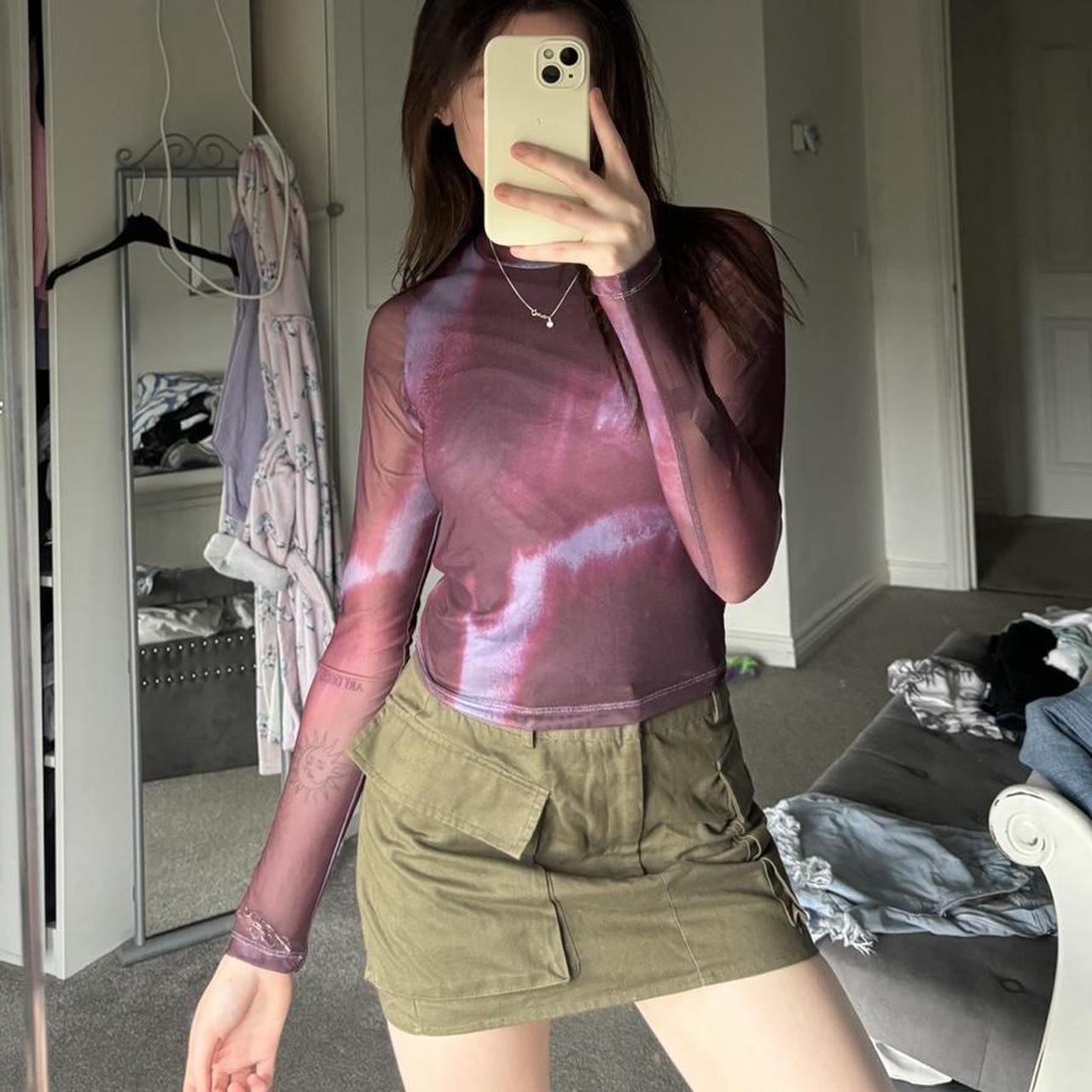 beautiful purple long sleeve mesh top form motel... - Depop