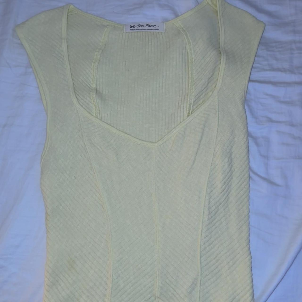 FREE PEOPLE YELLOW TOP/ MEDIUM Not cropped, longer... - Depop