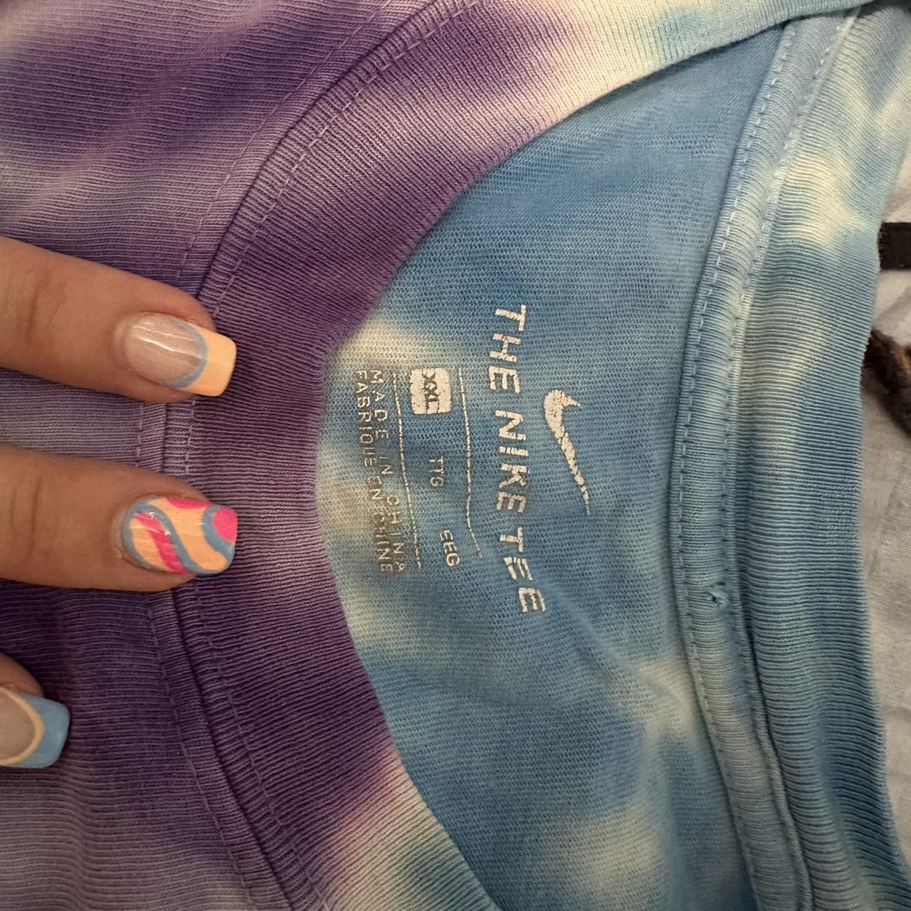XXL Nike shirt Cropped #nike #tyedye #nikeshirt... - Depop