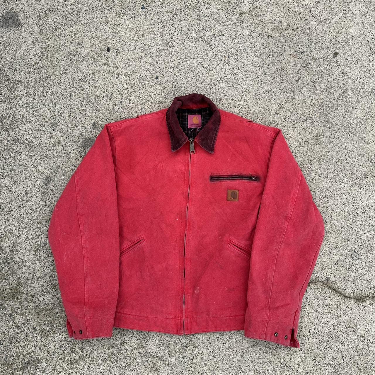 Red Carhartt jacket Detroit 90s limited color... | Depop