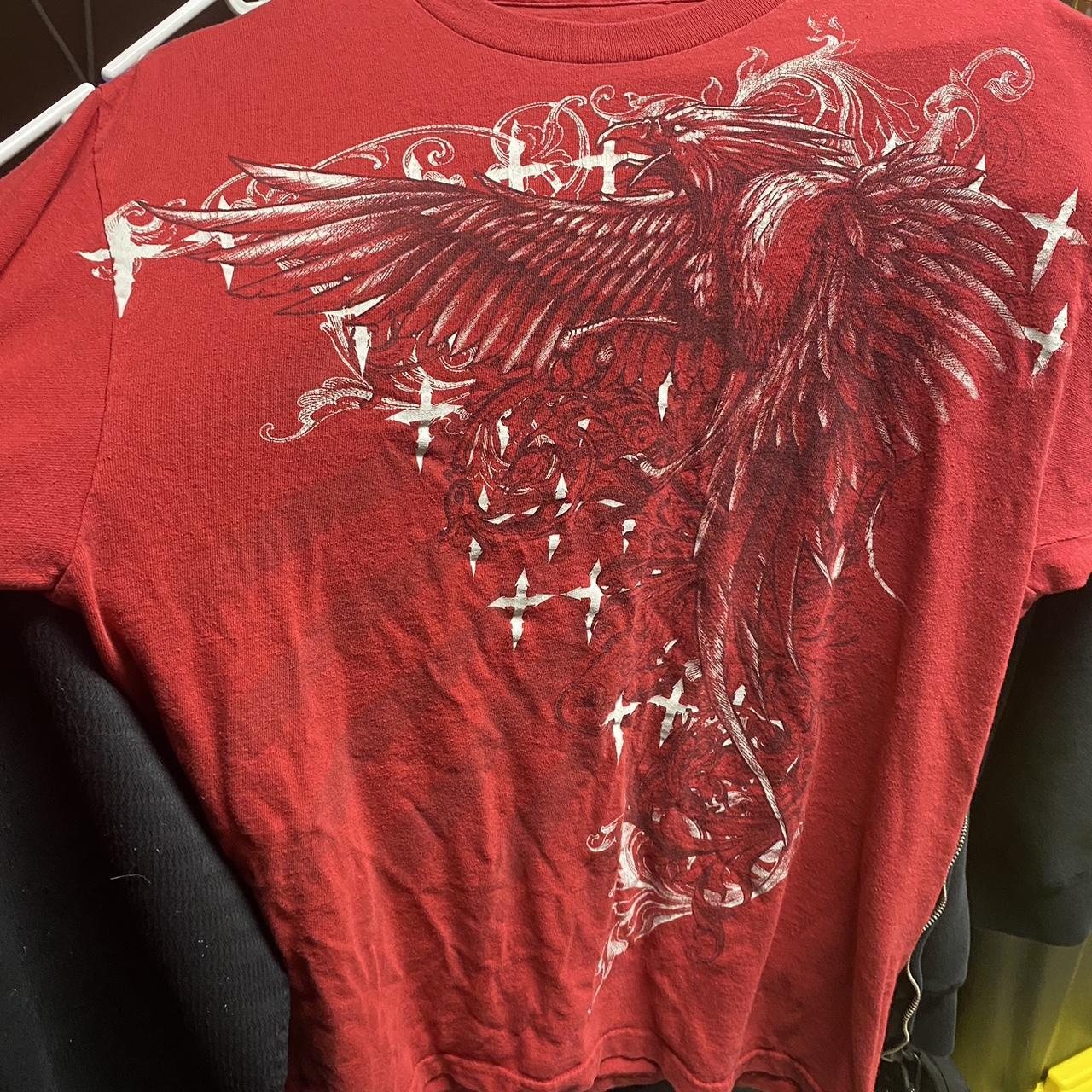Large red affliction style shirt - Depop