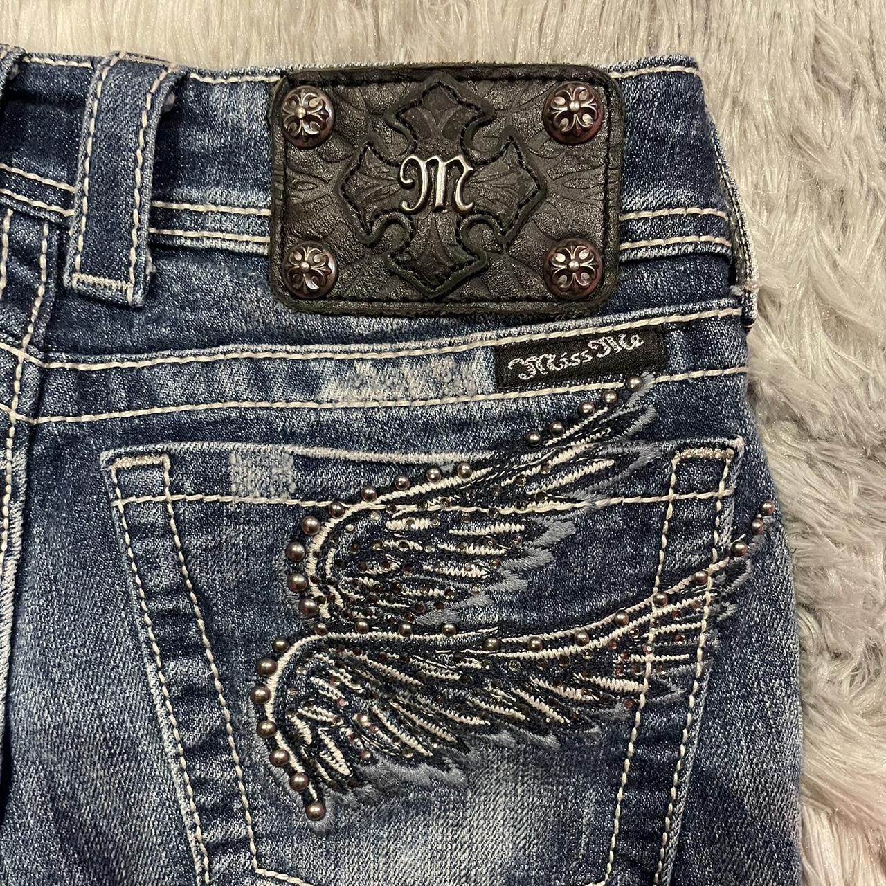 Super cool capri low rise miss me jeans with wings... - Depop