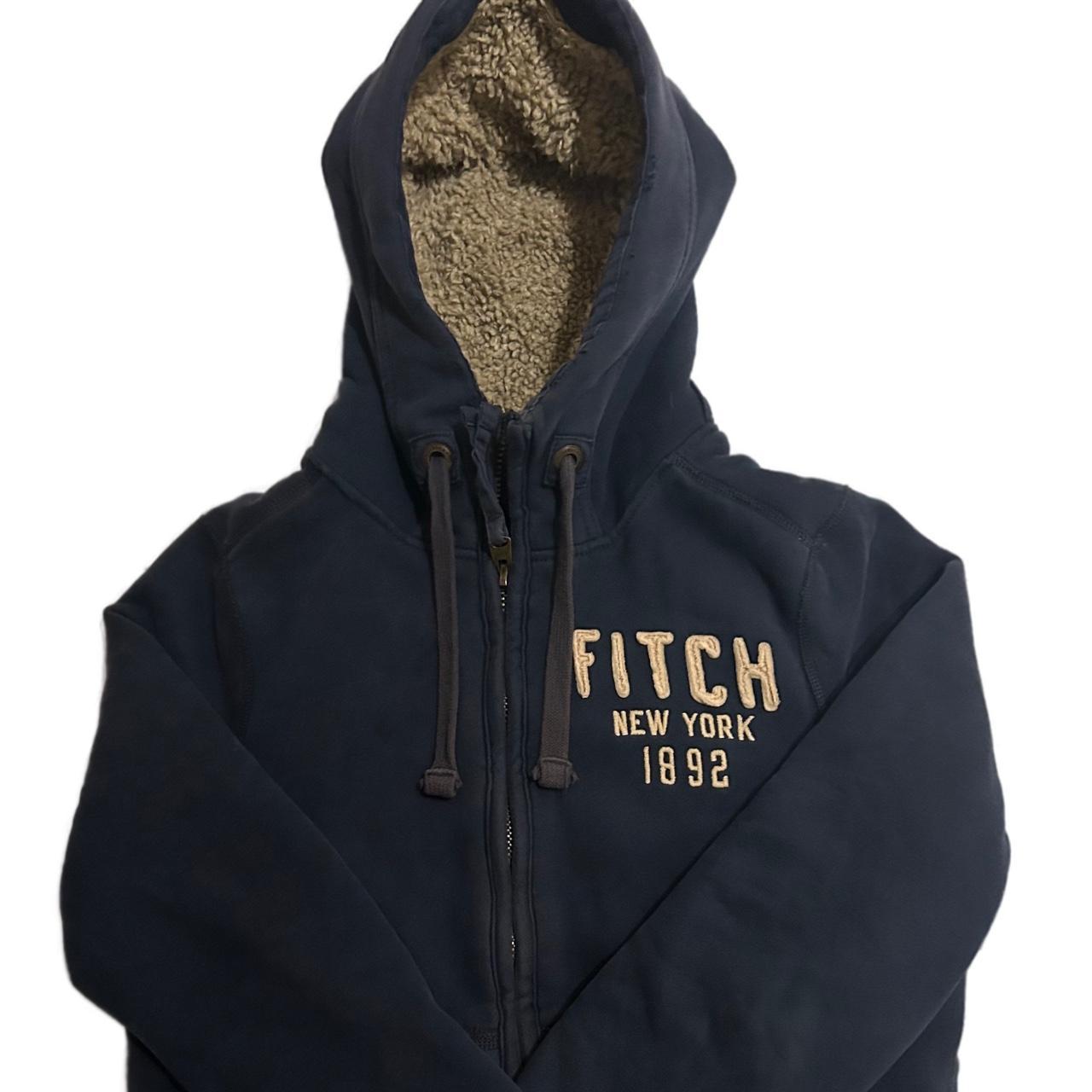 y2k navy blue abercrombie & fitch hooded fleece... - Depop