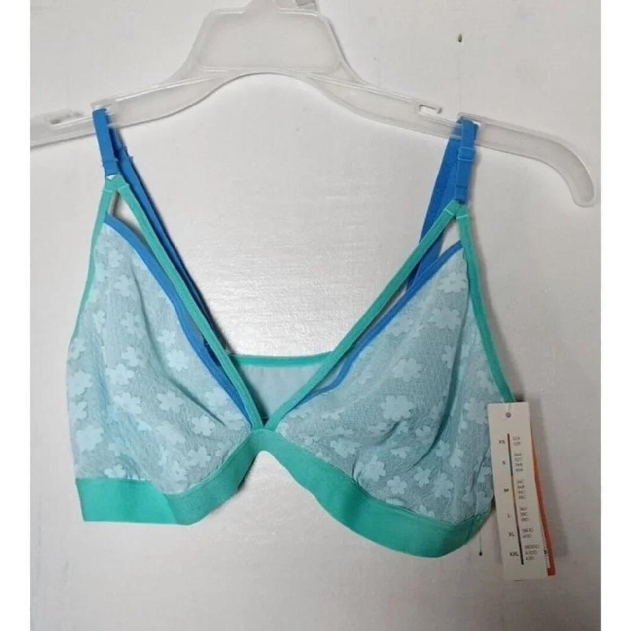 New Colsie Women's Blue Sheer Lace Bralette Pullover... - Depop