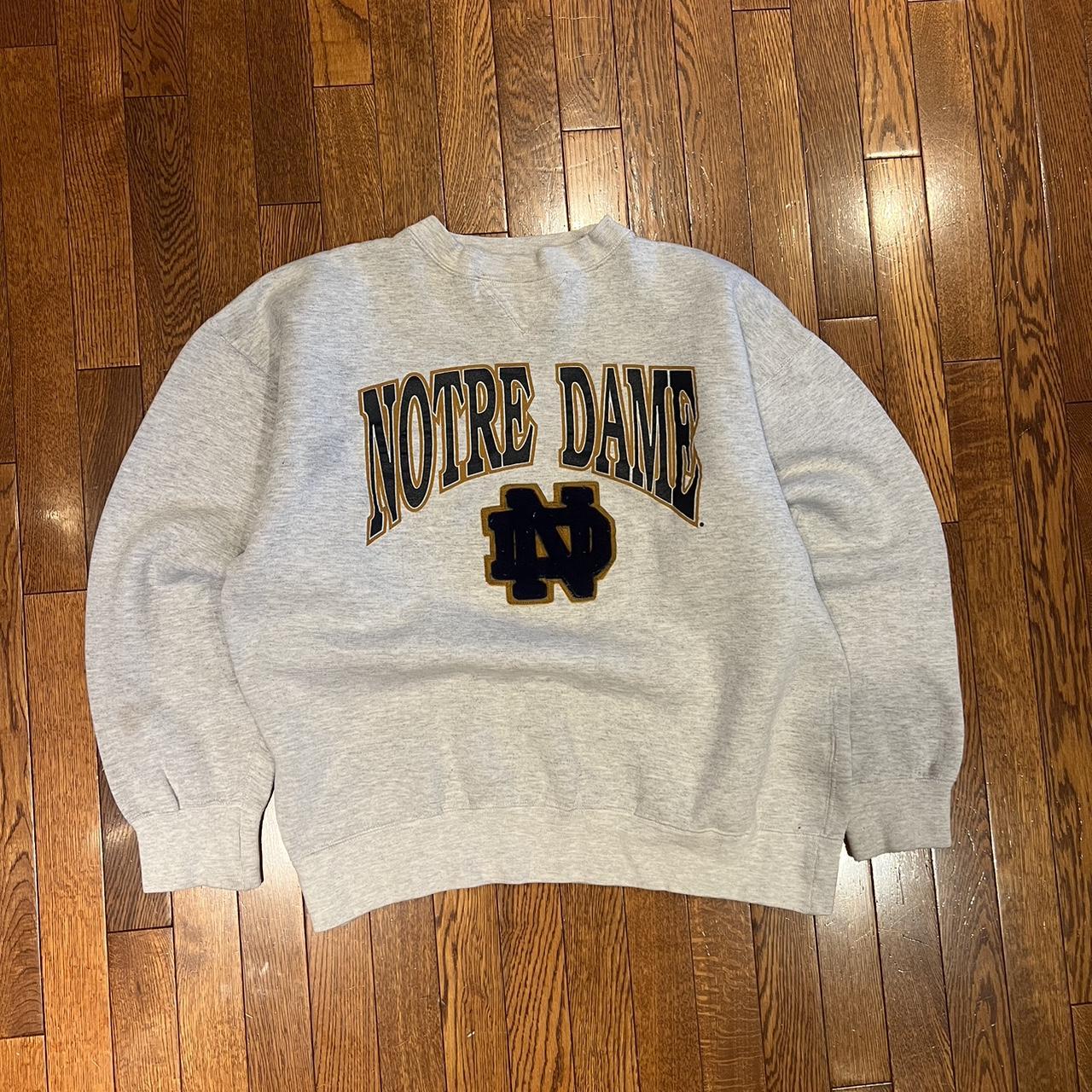 Vintage Notre Dame Grey Crewneck Size XL - logo on... | Depop