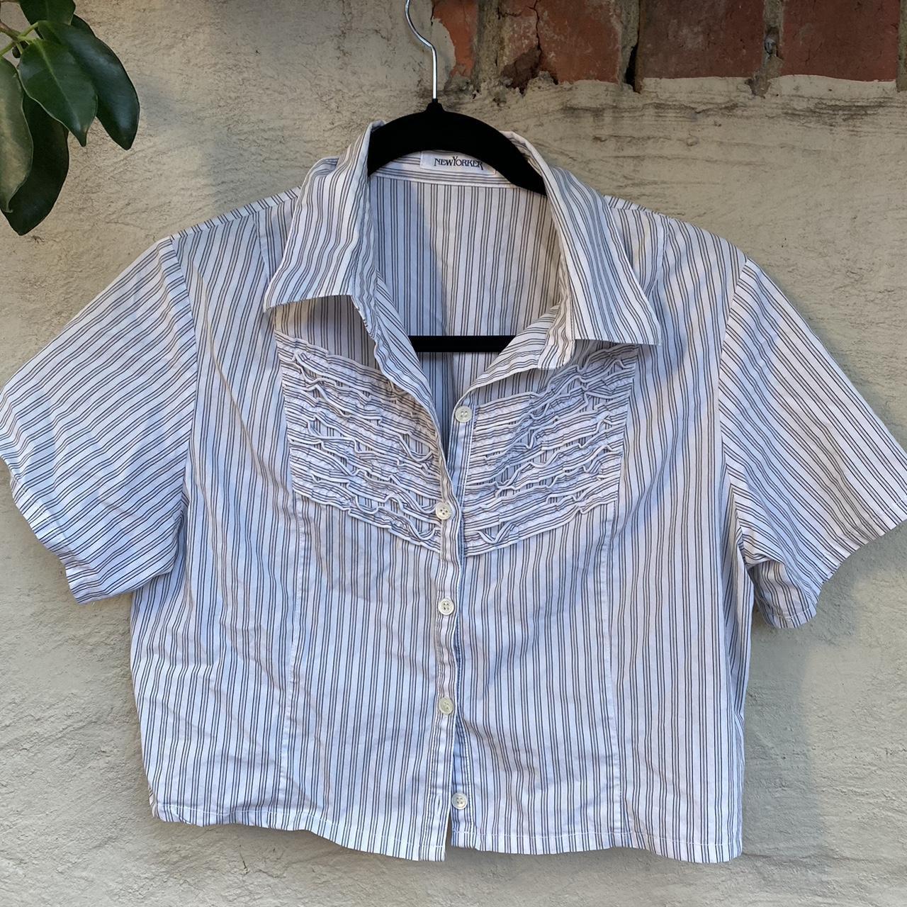 New Yorker striped cropped button up shirt. Has all... | Depop