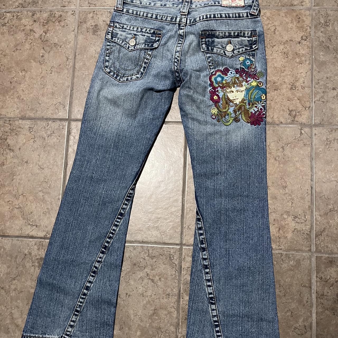 True Religions With cool stitching... - Depop