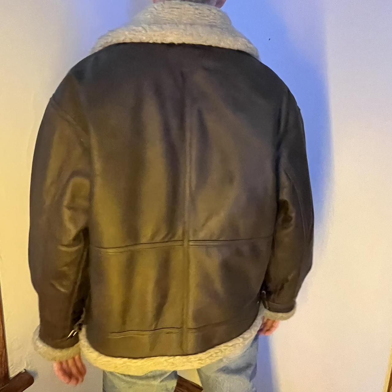 Brown Lined Leather Jacket with fur trim perfect... - Depop