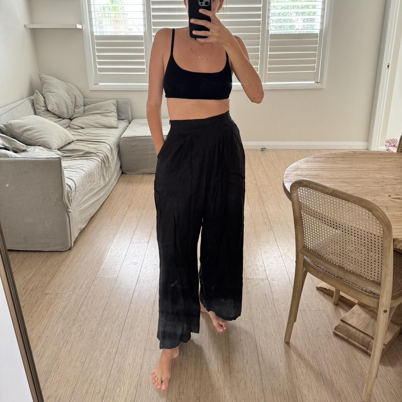 ELCE Black linen pants Size S RRP $220 - Depop