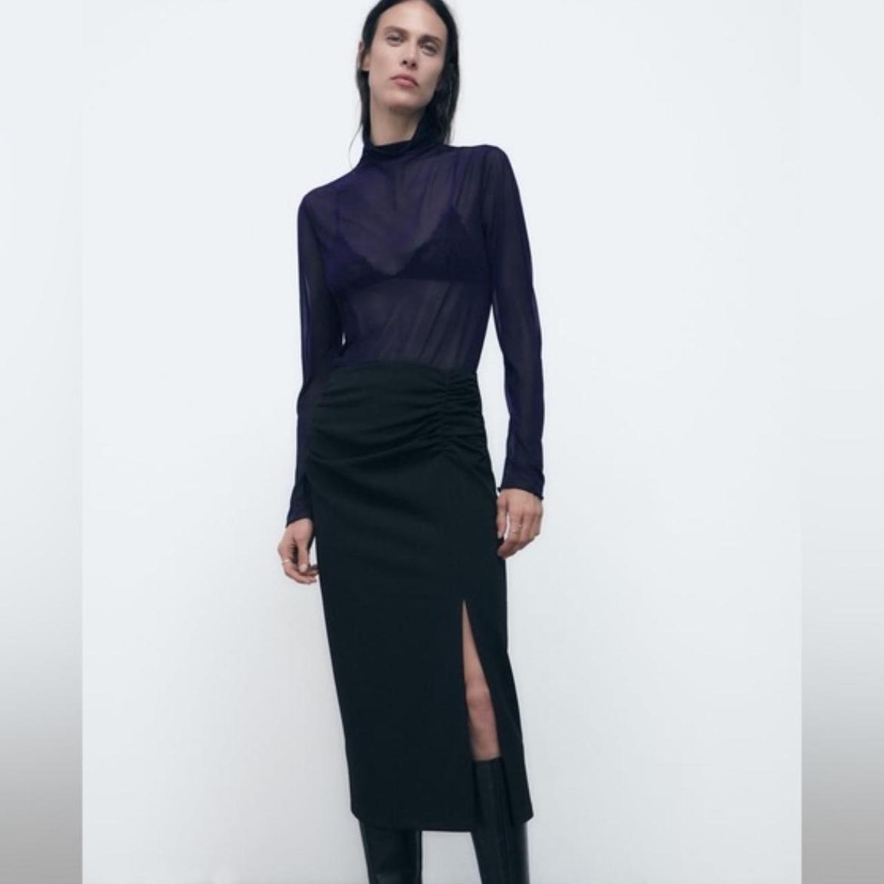 Zara navy mesh top - Depop